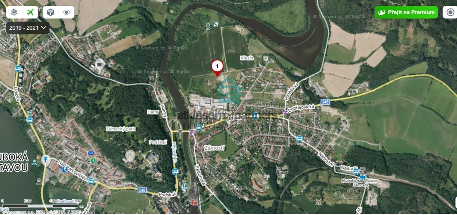Prodej stavebního pozemku 906 m², Masarykova, Hluboká nad Vltavou ...