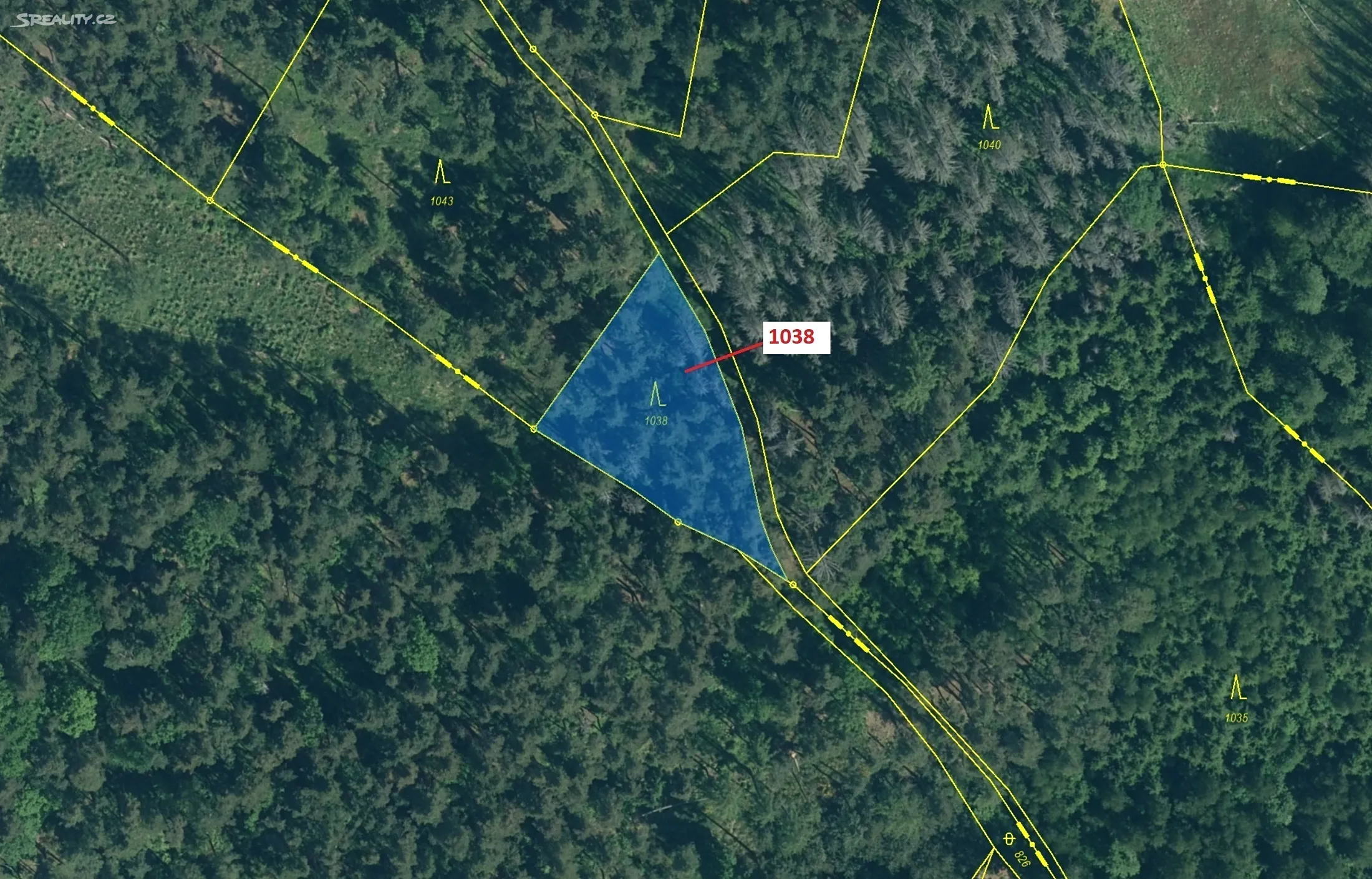 Dražba lesa 1028 m², Hradiště • Sreality.cz