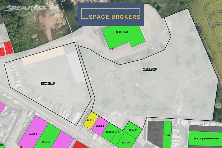 Pronájem komerčního pozemku 6824 m², Pardubice - Semtín • Sreality.cz