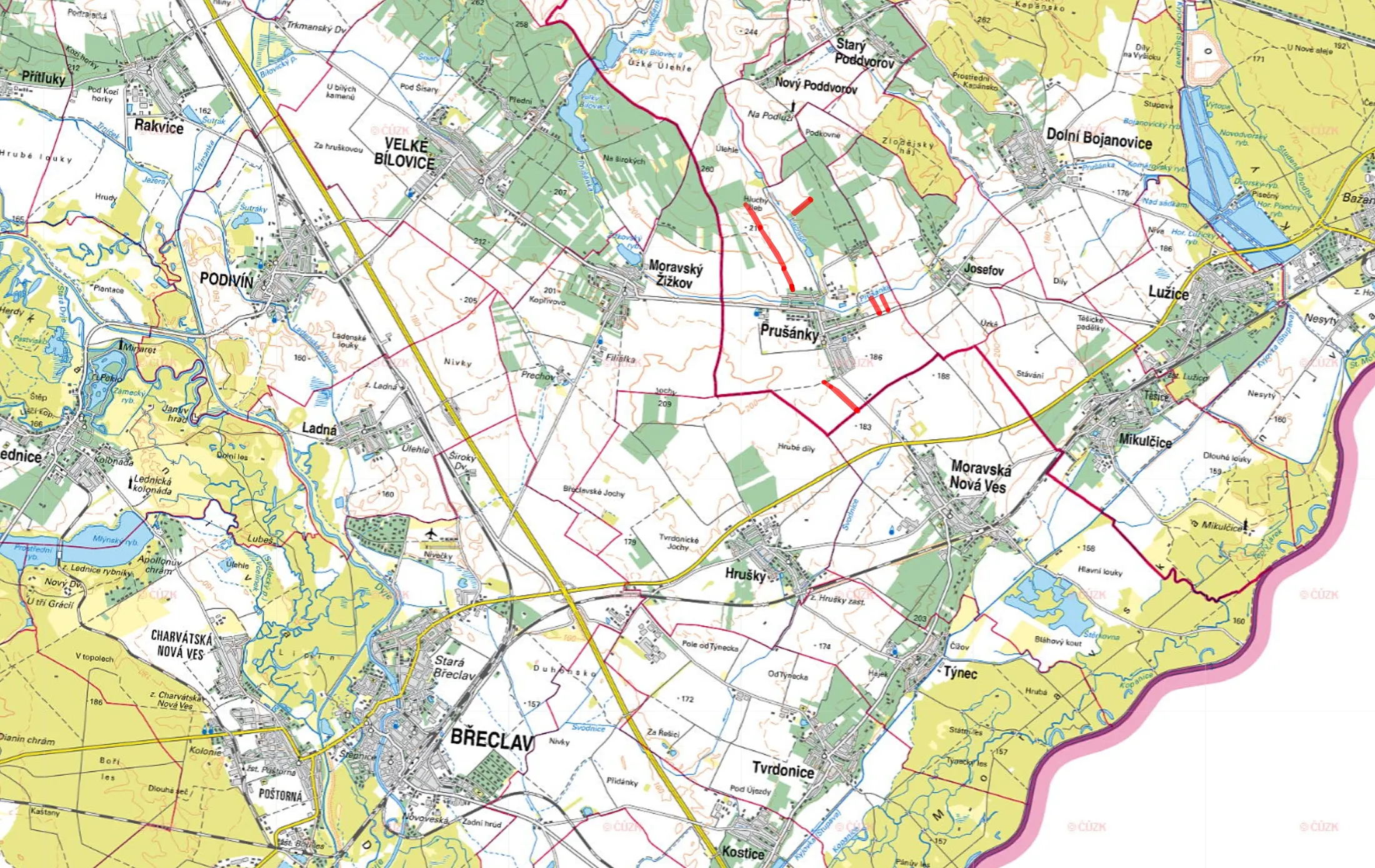 Prodej podílu 1/2 pole 25613 m², Prušánky • Sreality.cz