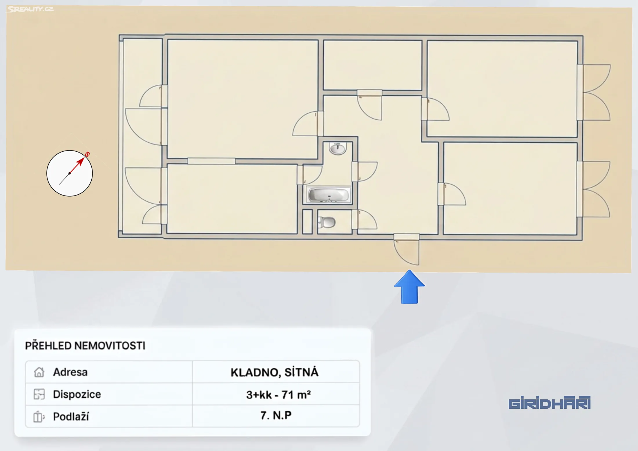 Prodej bytu 3+1 71 m², Mostecká, Kladno - Kročehlavy • Sreality.cz